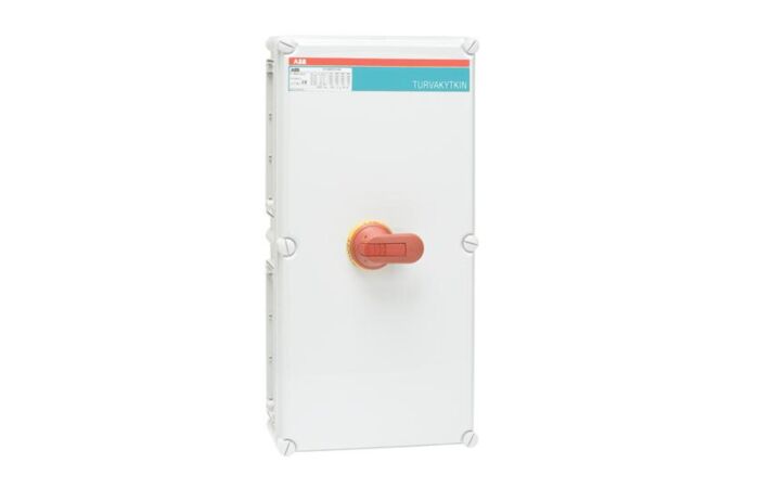 ABB Spínač OTP16BA3M IP65, žluto červená rukojeť