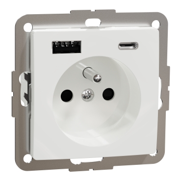 SCHNEIDER Zásuvka s USB nabíječkou, Sedna D/E, 250V, 16A, USB A+C 3,0A ...